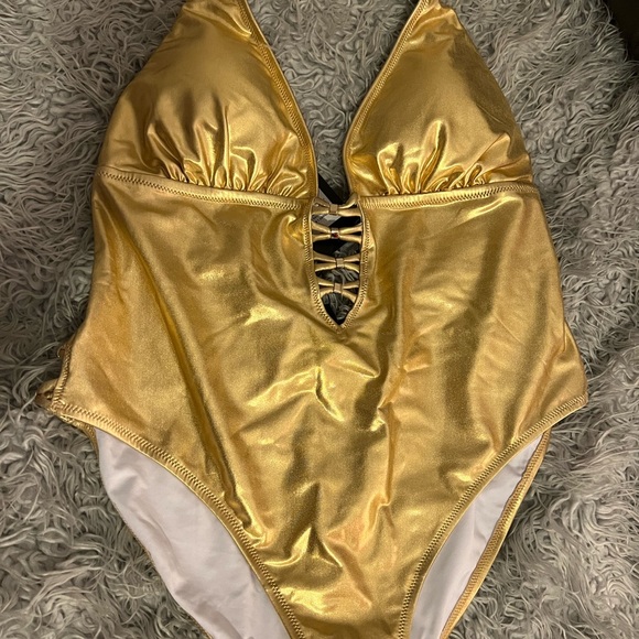 City Chic | Swim | Nwt City Chic Gidget One Piece Gold Metallic ...